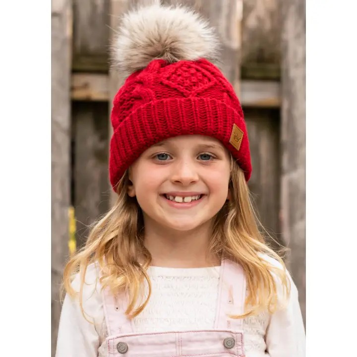 Kids Red Pom Hat – Maude West Company